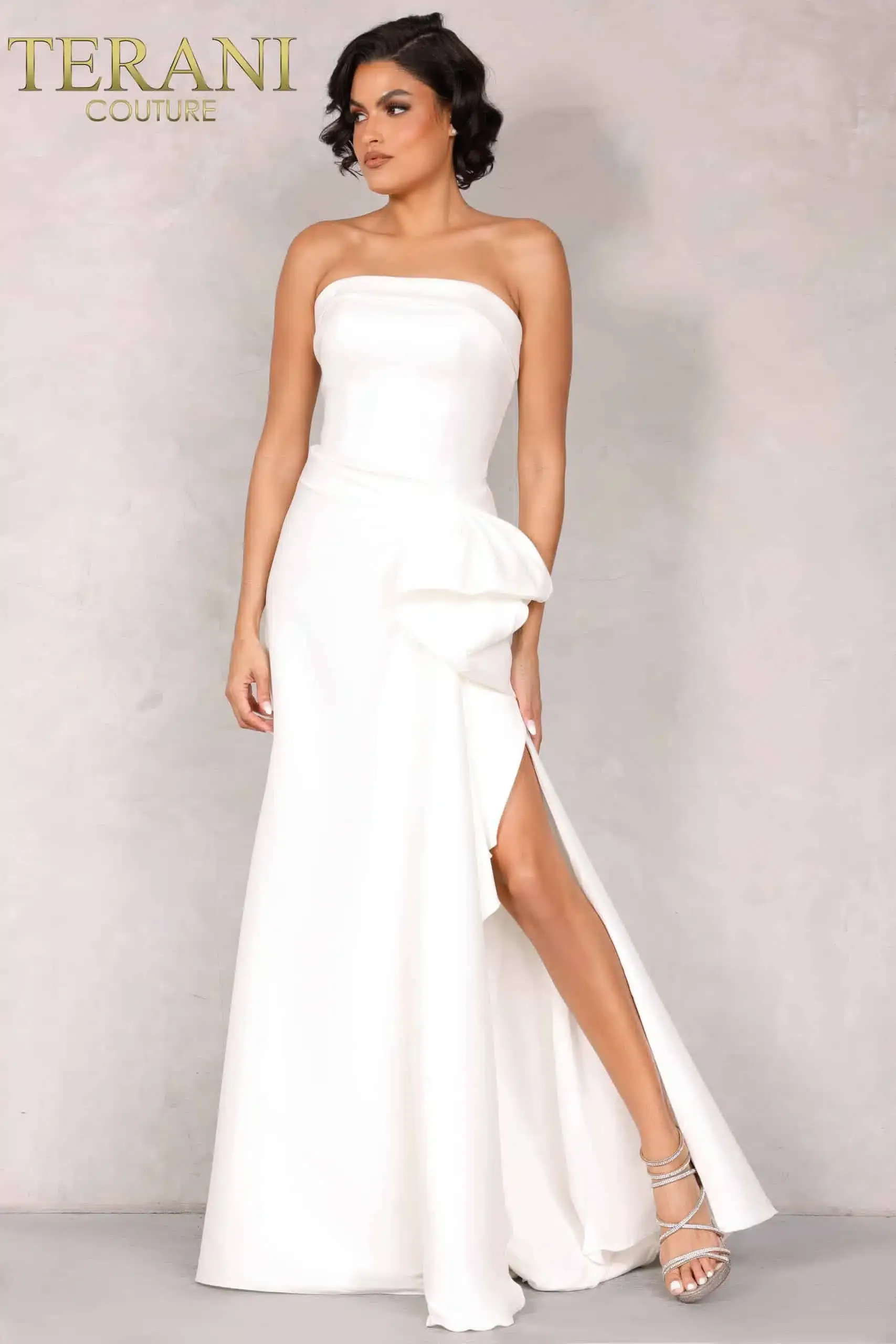 Off-Shoulder Neckline Draped Bow Gown - 2111P4019